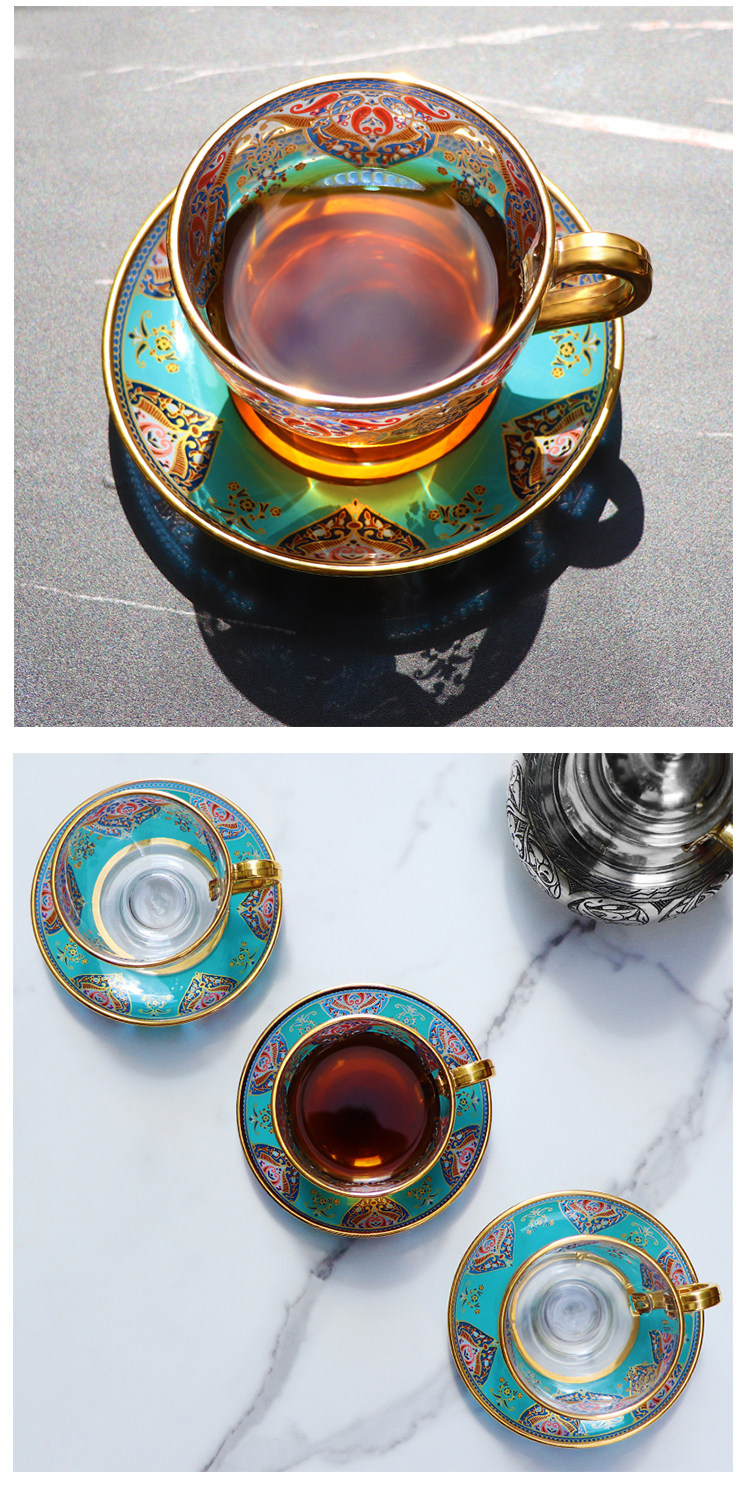Turkey imported palace wind coffee cup European glass high temperature ...
