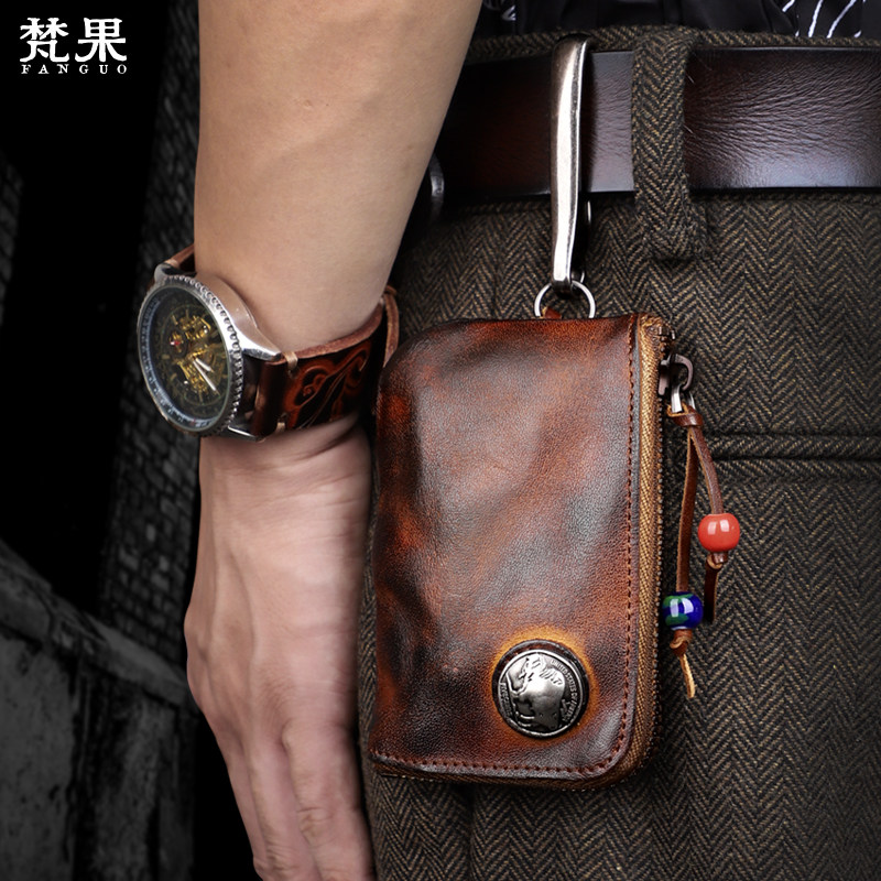 Men's genuine leather key bag, the hottest retro style in 25 years ...