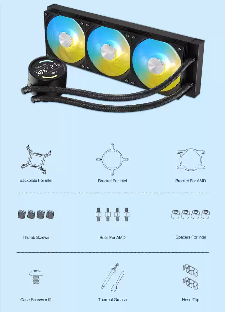 SilverStone/银昕E360智能数显版屏显示ARGB一体式CPU水冷散热器