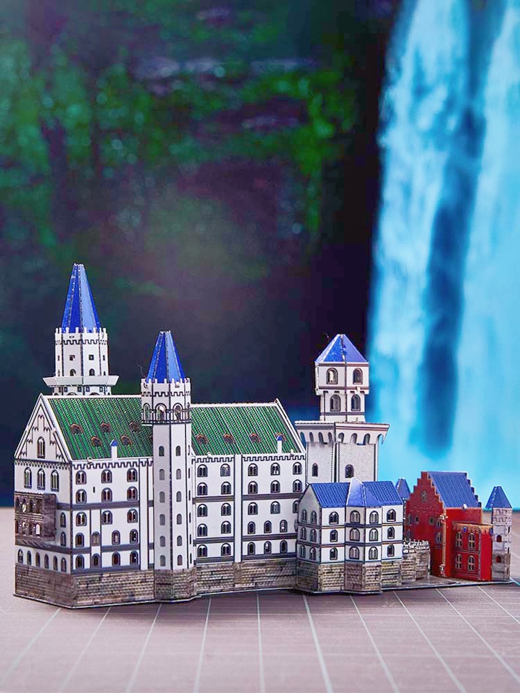 愛拼 全金屬不鏽鋼DIY拼裝模型3D迷你立體拼圖 彩色新天鵝堡 衝冠-Taobao