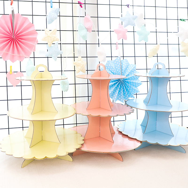 PanParty Macaron Color Cake Stand Paper Plate Birthday Prop Party Cake Holder Dessert Table ...