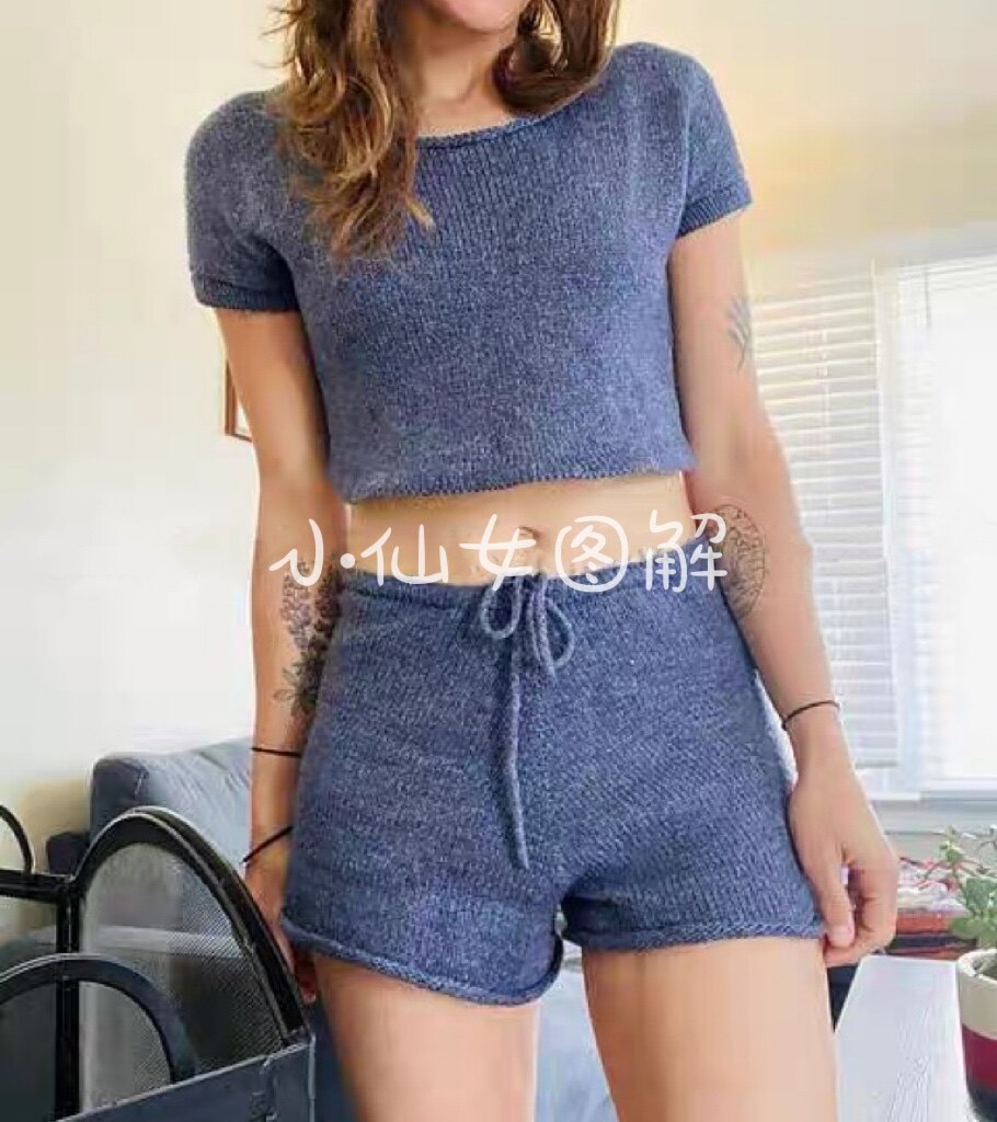 428盛夏TEE+短裤套装女士毛衣编织文字图解教程在哪里找？新手必看！-服饰设计-淘宝好物网