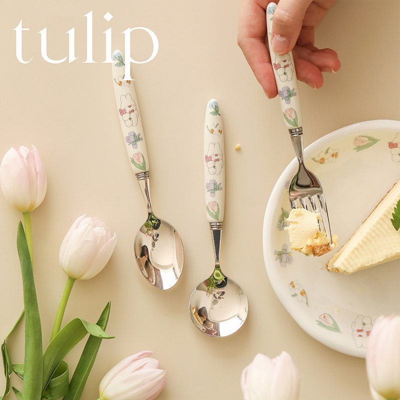 Blue lotus jasmine rabbit year tableware: 304 stainless steel with ...