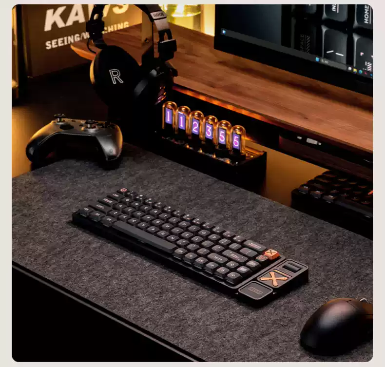 iQunix MG65三模机械键盘 无线蓝牙便携矮轴 RGB雾苏白铝合金办公键盘