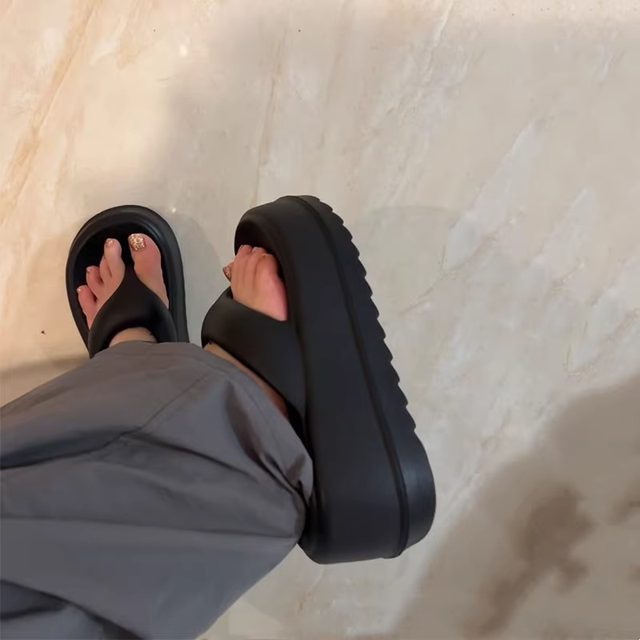 Summer new EVA thick bottom 6CM human character slippers Women wear ...