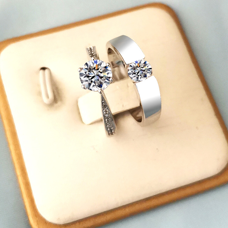 假戒指结婚仿真一对拍婚纱照活口可调节对戒婚礼男女交换道具钻戒-Taobao Vietnam