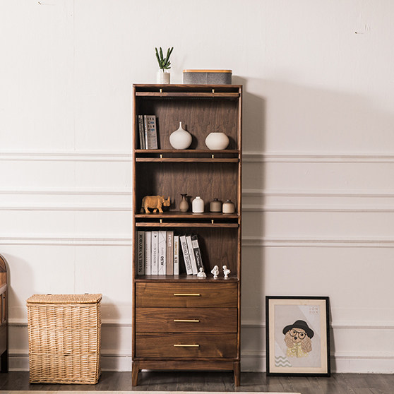Nordic Black Walnuts Wood Dining Cabinet Full Solid Wood Bookcase ...