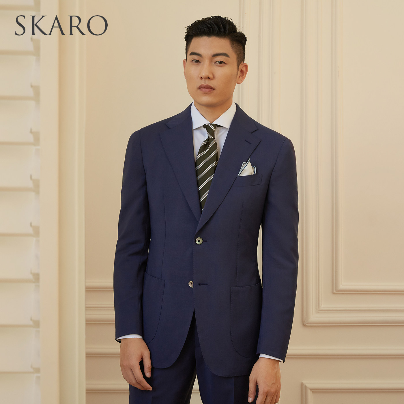 A must-have for 2025! naples shoulder skaro blue wool suit, the classy ...