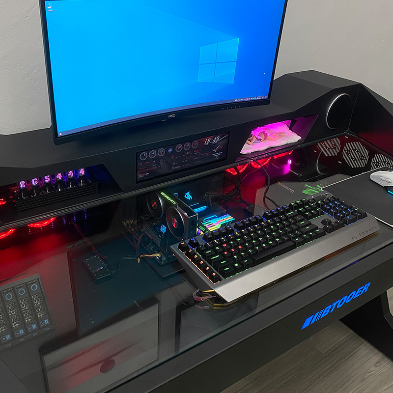 Btooer computer case integrated table fully transparent water-cooled ...