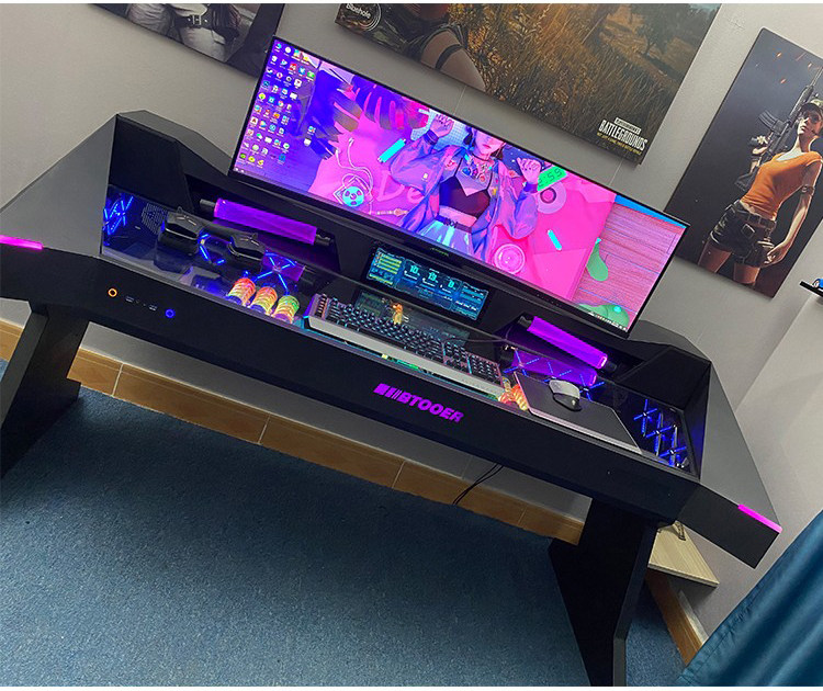Btooer computer case integrated table fully transparent water-cooled ...