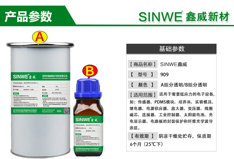 SINWE鑫威909PDMS聚二甲基硅氧烷透明模块胶双组份光学硅胶灌封胶-阿里巴巴