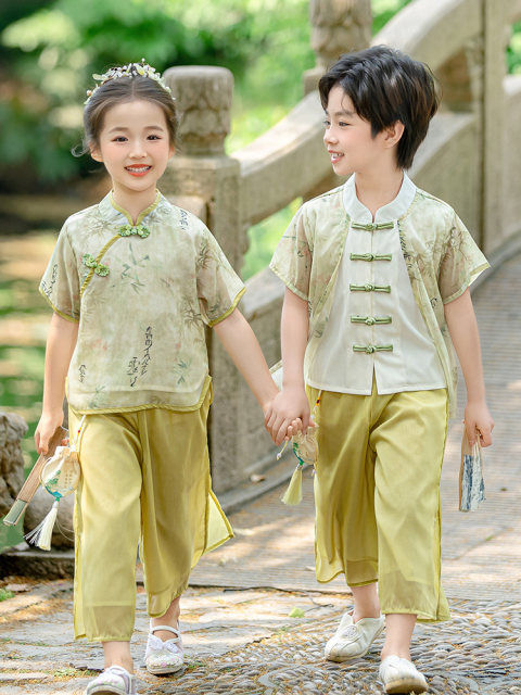 Children's Hanfu Chinese style summer boy Tang suit girls ancient style ...