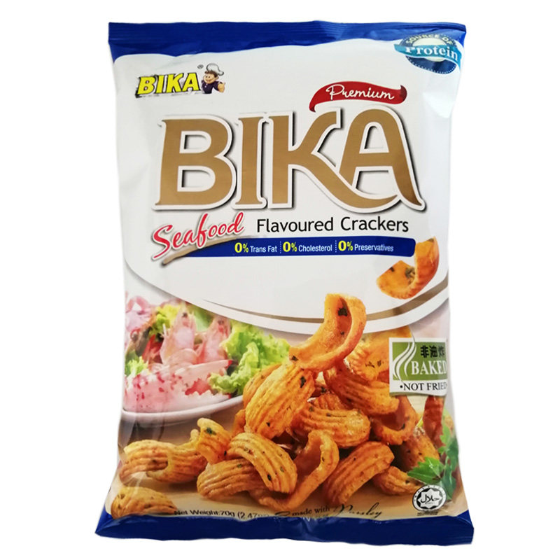 (Buy 2 bags of hair 3 bags) BIKA 2 bags crispy seafood crisp 70g bag ...