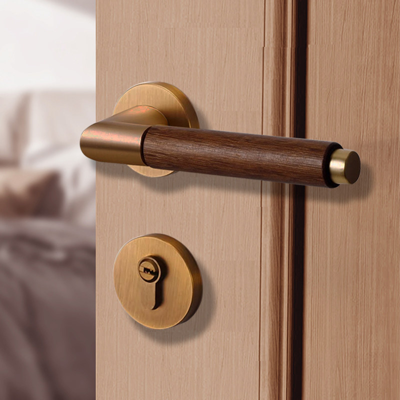 Indoor walnut wood grain silent room door lock, a fashionable choice ...