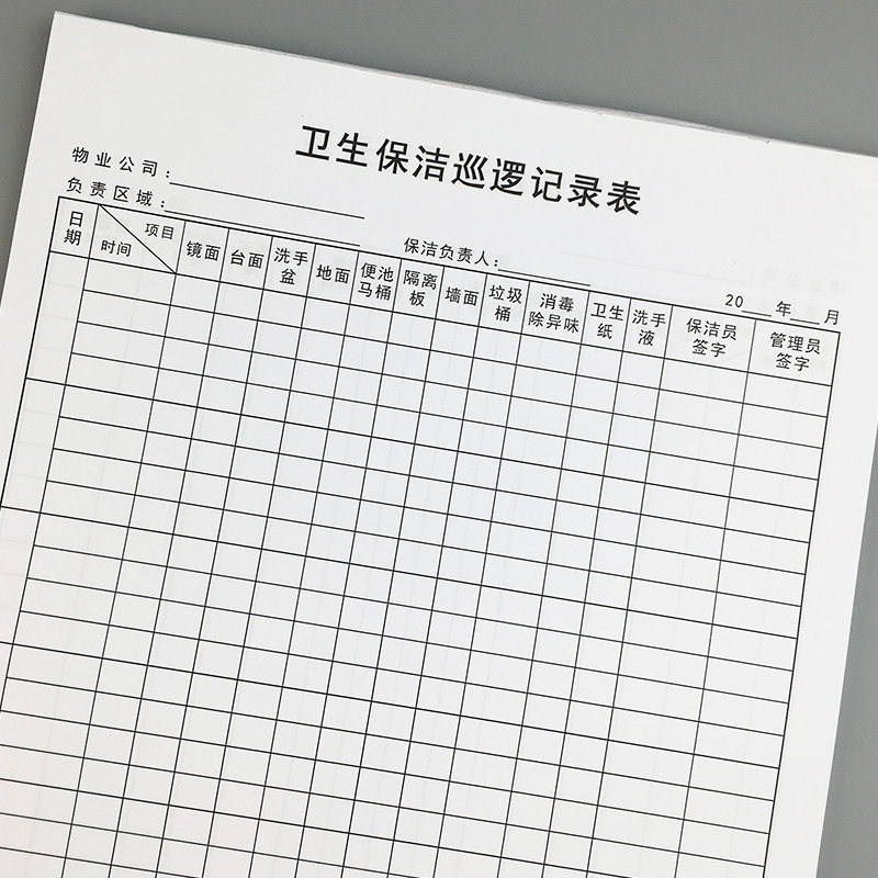 [USD 6.52] A4 Hygiene and Clean Patrol Record Form Hotel Hotel Clean ...