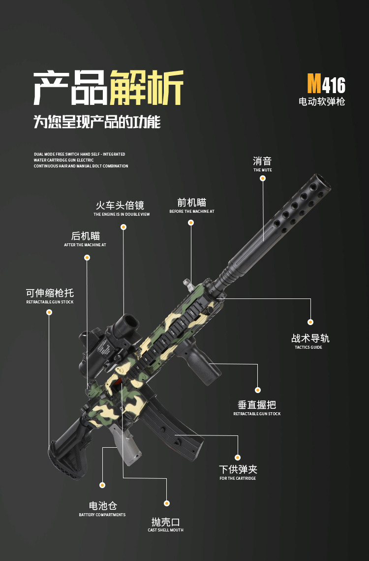 Electric shell ejection M416 soft bullet ejection toy simulation ...