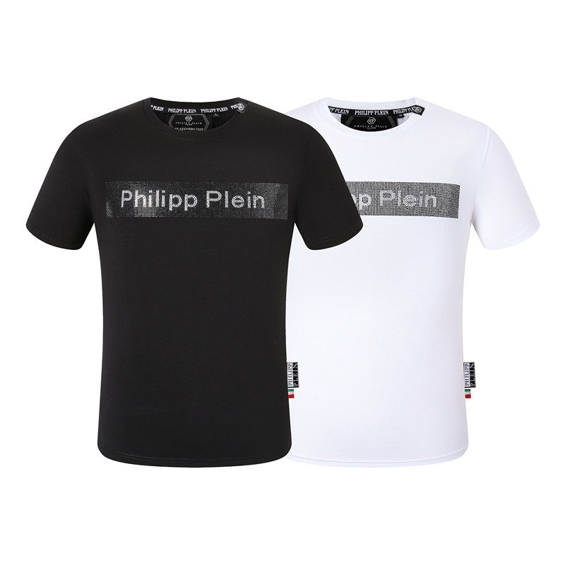 2023 Summer Phillip Brand pp Letter Hot Drilling Short-sleeved T-shirt ...