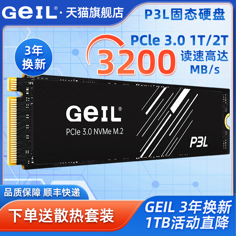 GeIL金邦P3L NVME M.2固态硬碟 512GB 1TB 2TB笔电台式机SSD