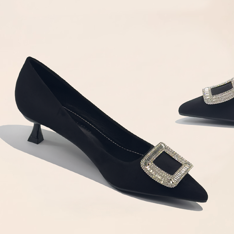 2025 cozyroom low-profile 3cm elegant rhinestone professional black ...