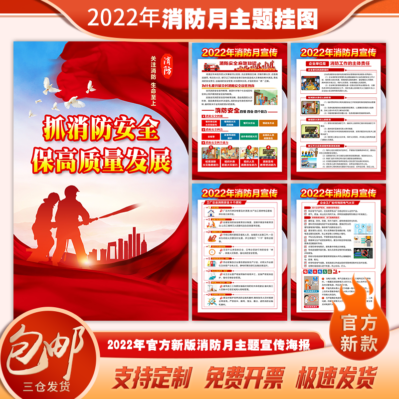 [USD 6.88] 2022 Fire Month Theme Poster 119 Fire Day Poster Fire Safety ...