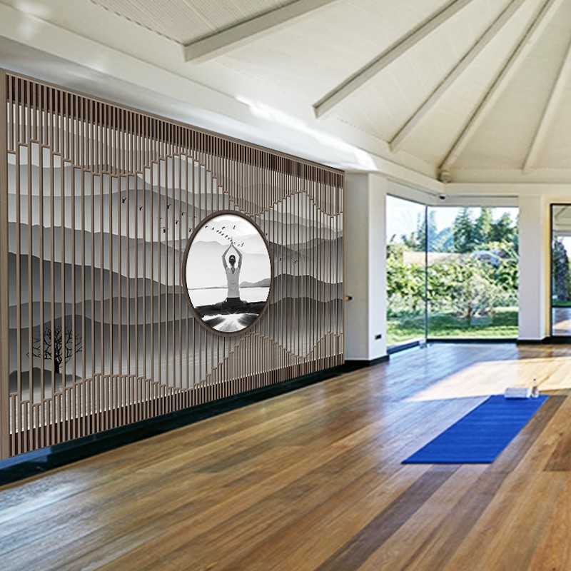 [USD 15.42] New Chinese style yoga restaurant decoration wallpaper ...