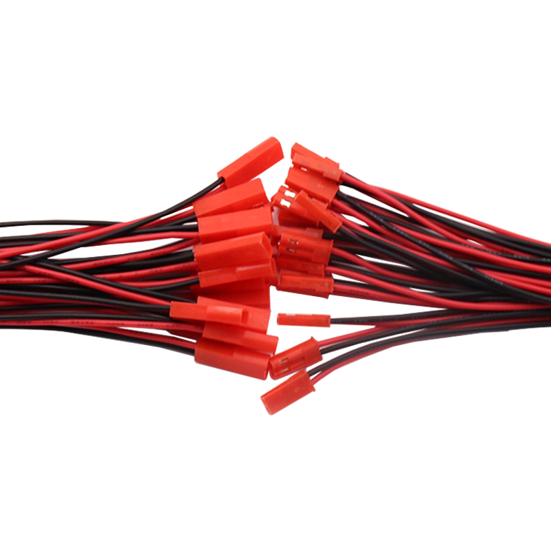 JST-2P Female/Male Socket to Plug Cable - Red and Black, 10cm/15cm/20cm