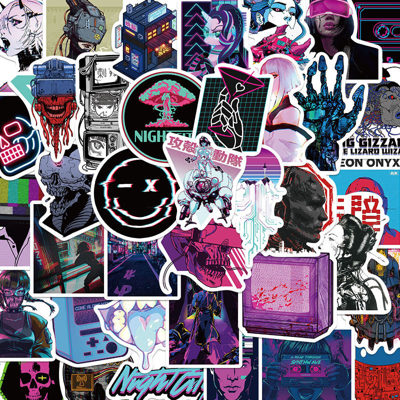 Harajuku cyberpunk stickers are here! 50 waterproof stickers to make ...