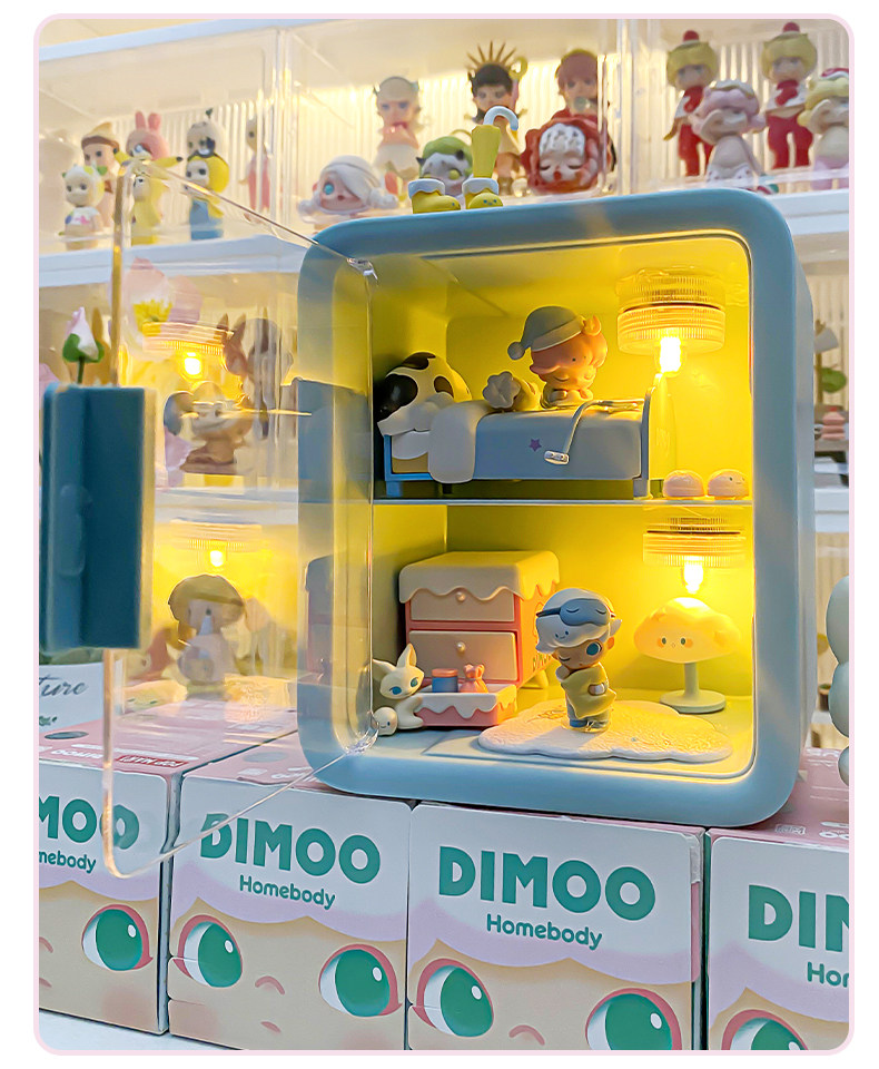 泡泡玛盲盒展示盒宅宅dimoo场景陈列单个透明娃娃手办架防尘柜-阿里巴巴