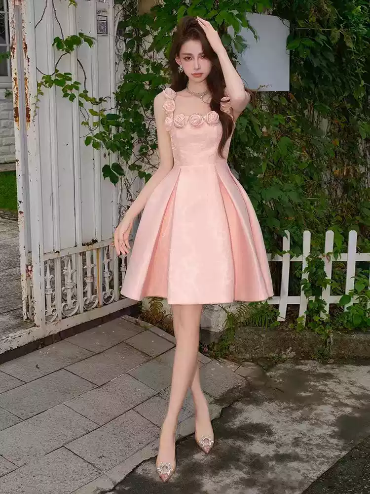 正品MaisonWester秋冬玫瑰露背连衣裙独家礼服裙J-2023-482-2-J