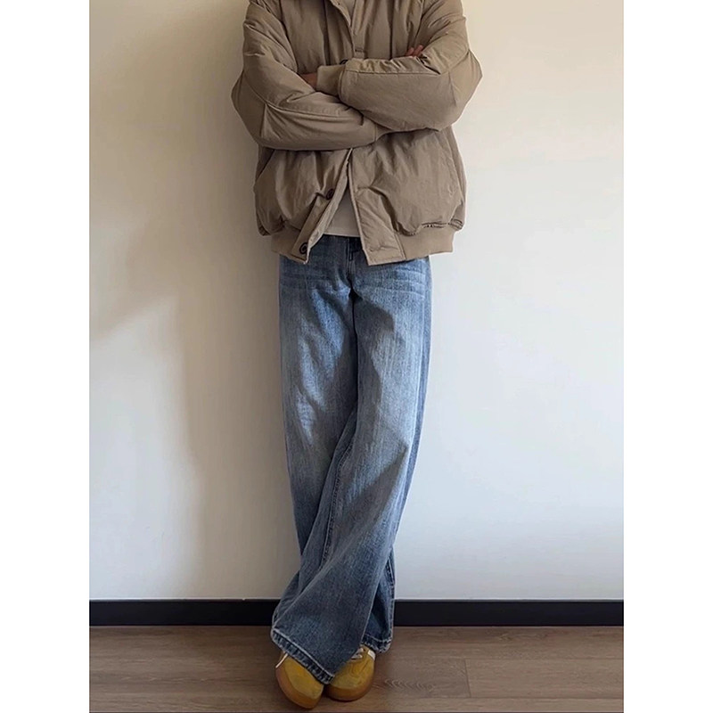 复古竹节纹弯刀牛仔裤：男款温柔设计的百搭美式潮物_牛仔裤_淘宝服装网