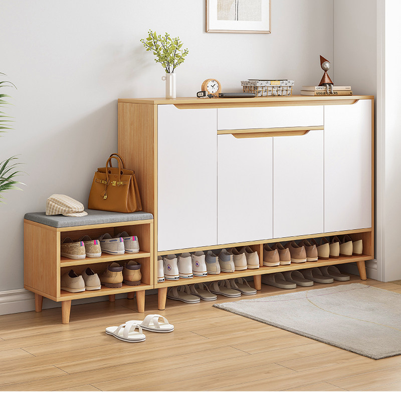 Shoe cabinet and stool integrated home entrance entrance cabinet solid ...
