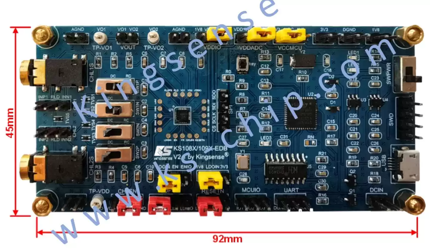 新款KS1081&KS1082心电芯片ECG评估开发板STM32医疗级数据采集PC