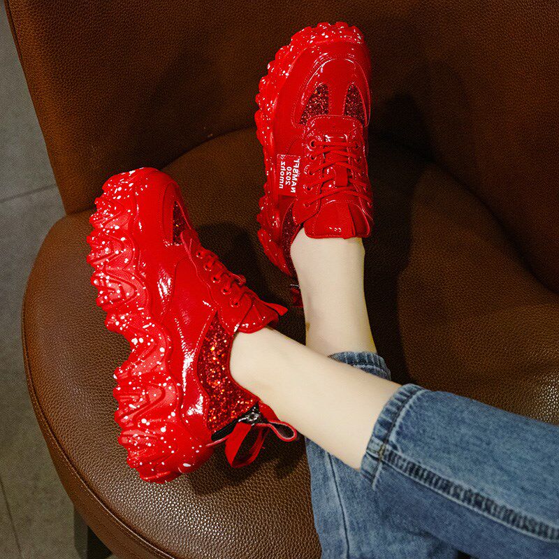 European Station Black Daddy Shoes 2022 New Spring and Fall Net red ...
