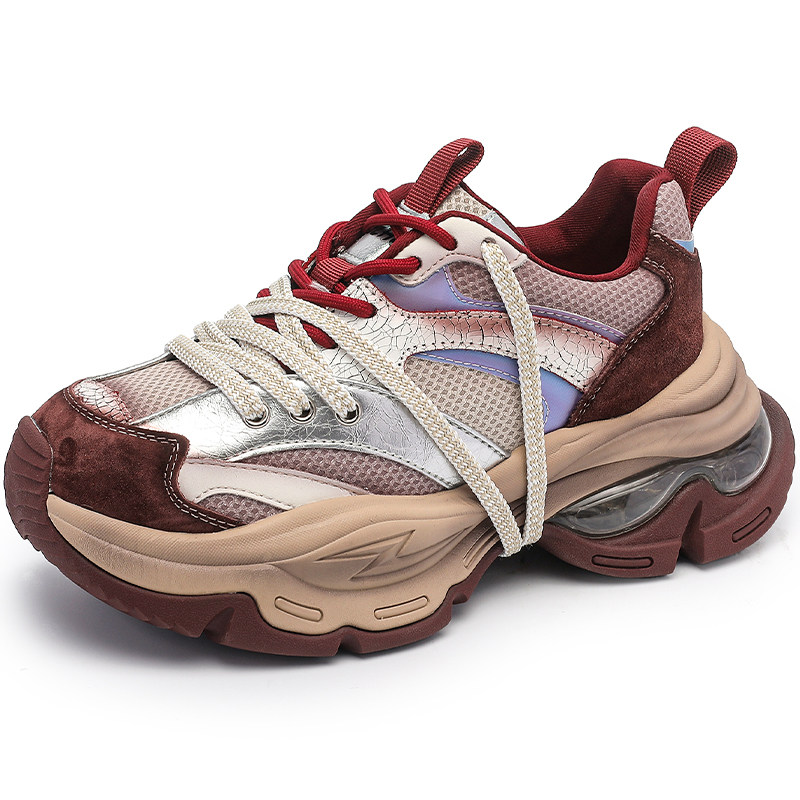 Jie Zhou Spring and Autumn Style Height-Increasing Thick-Soled Genuine Leather Colorful Dad ...