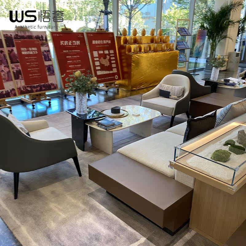 Sample house exhibition center negotiation area negotiation table and ...