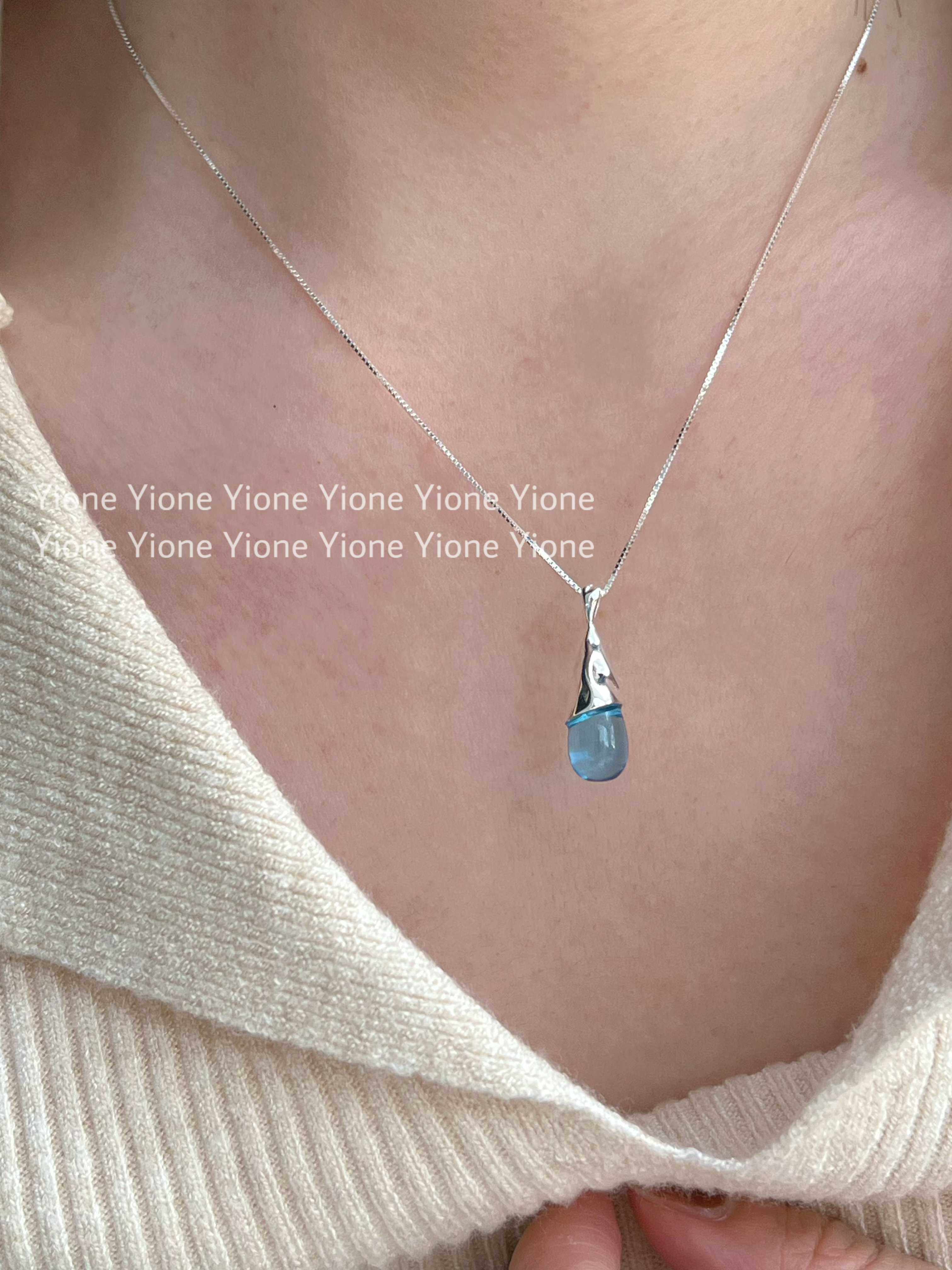 壹万yione猫眼石水滴项链简约气质小众中式设计感高级感-阿里巴巴