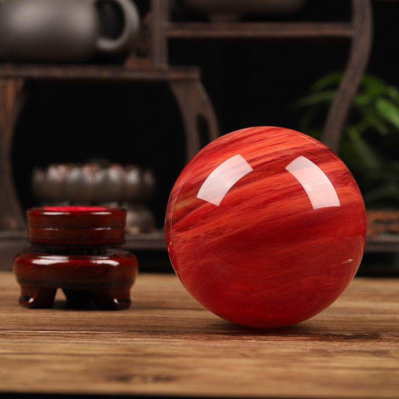 天然红色水晶球摆件：红球鸿运当头，转运客厅办公室必备神器！ -奇石-淘宝好物网