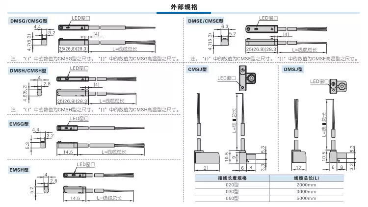 亚德客传感器A06/A05-EMSH/EMSG/DMSG/DMSH-020/030/050 耐油防水