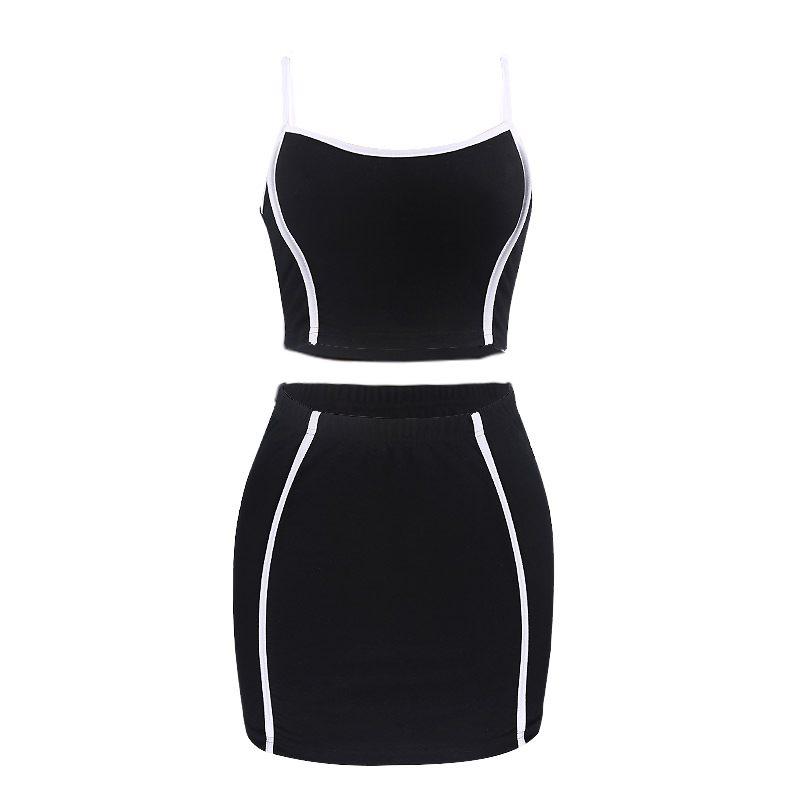 Women two piece set Summer Tank Top Mini Pencil Skirt Sets ...