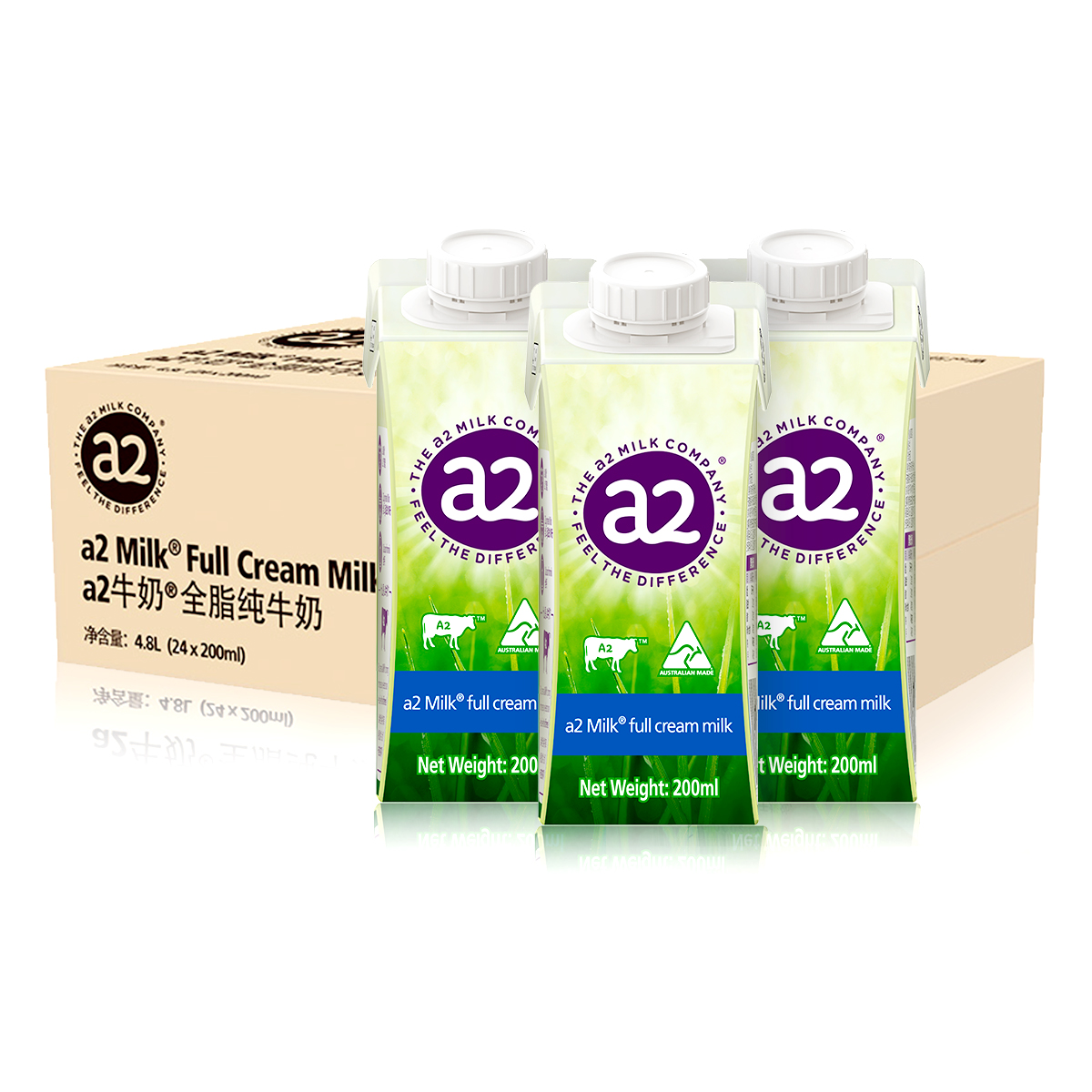 a2澳洲原装进口全脂纯牛奶200ml*24盒 - 惠券直播 - 一起惠返利网_178hui.com