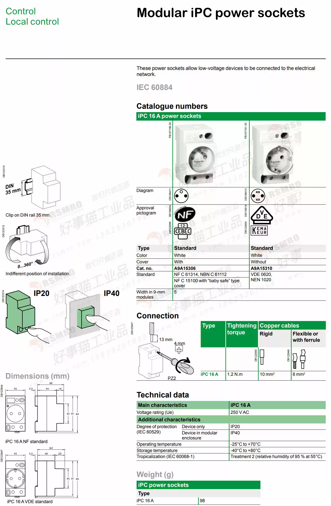 A9A15310施耐德符合欧洲安全标准插座三孔2P+E 16A250VAC欧盟认证
