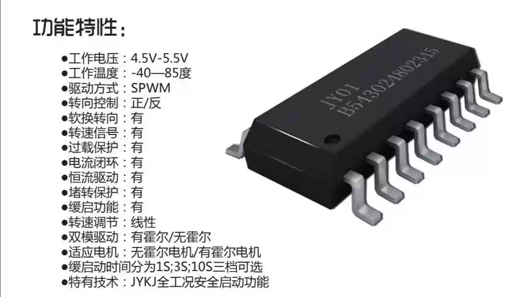 居逸JY01 SOP16直流三相無刷有無感電機驅動芯片性能穩定品質保證