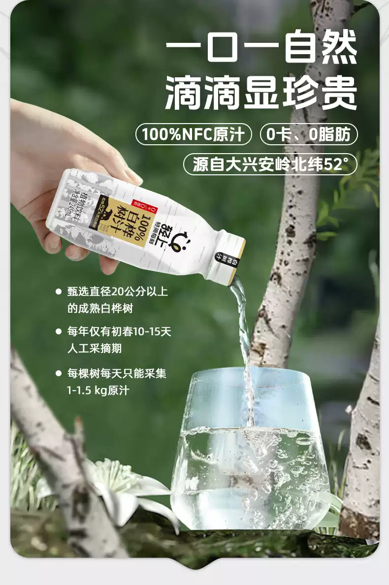 轻上100%NFC白桦树汁饮品0脂肪天然原汁植物饮料245ml*10瓶-Taobao