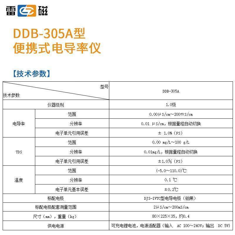 上海雷磁DDB-303A便携式电导率仪：实验室水质检测神器，揭秘纯净水的秘密！-电导率仪-淘宝百科网