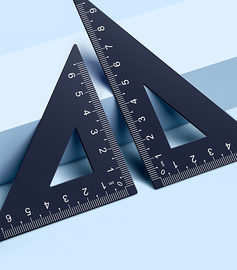 金属尺子套装学生铝合金套尺三角尺直尺带波浪线三角板量角器测量-阿里巴巴