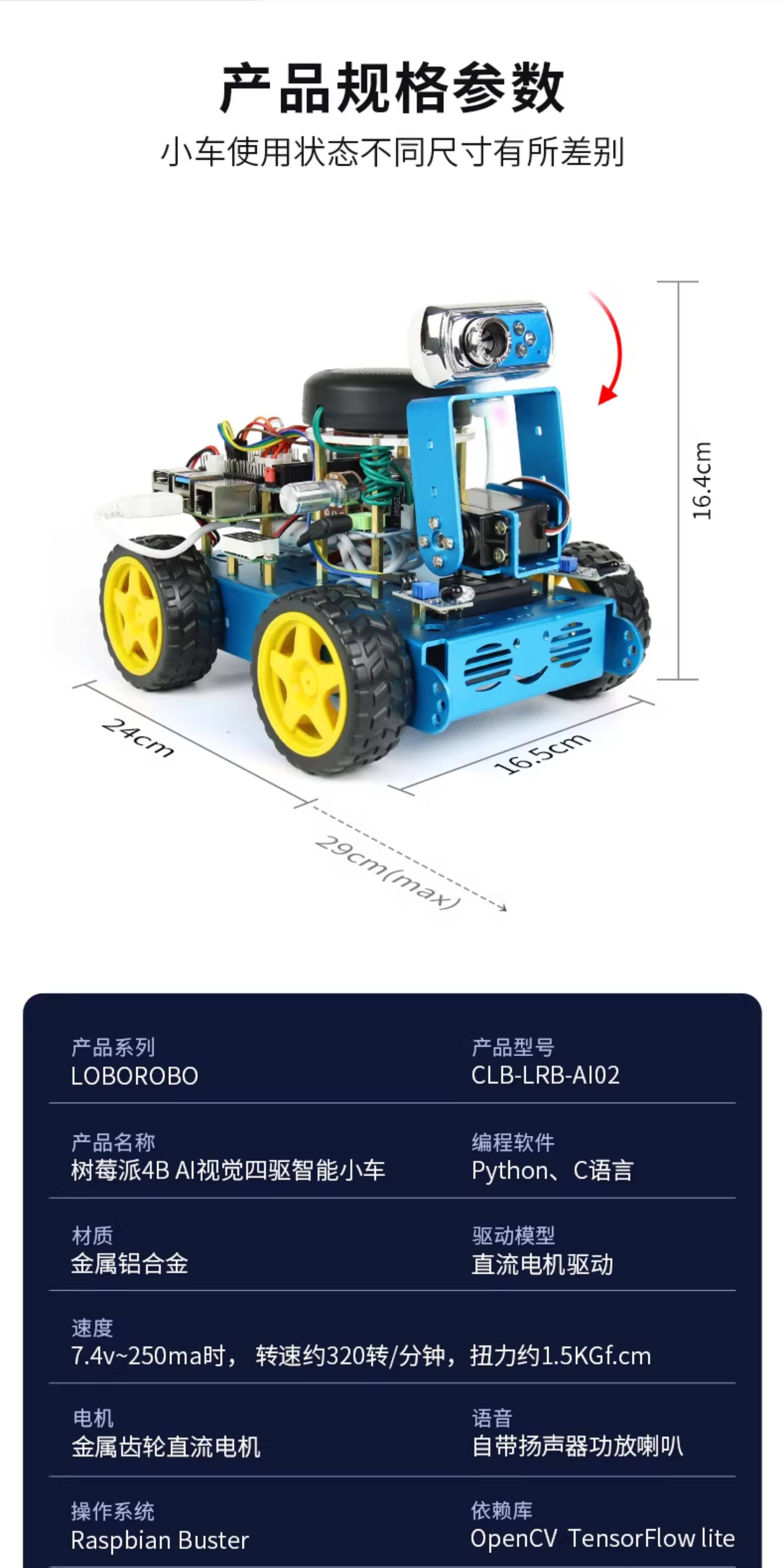 Loborobo Raspberry Pi 4B Smart Car Kit - SLAM Programming Robot with ...