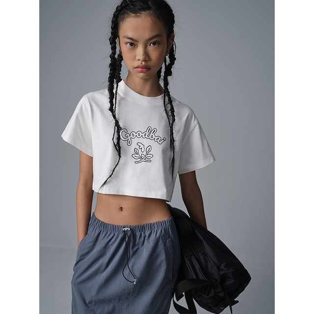 GOODBAI GOODEES logo printed loose crop short-sleeved T-shirt
