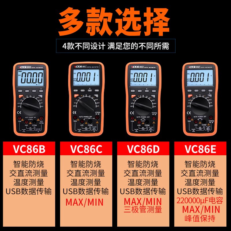 🔧揭秘胜利VC86E/B/C/D万用表：你的电路检测新宠！⚡-万用表-淘宝好物网