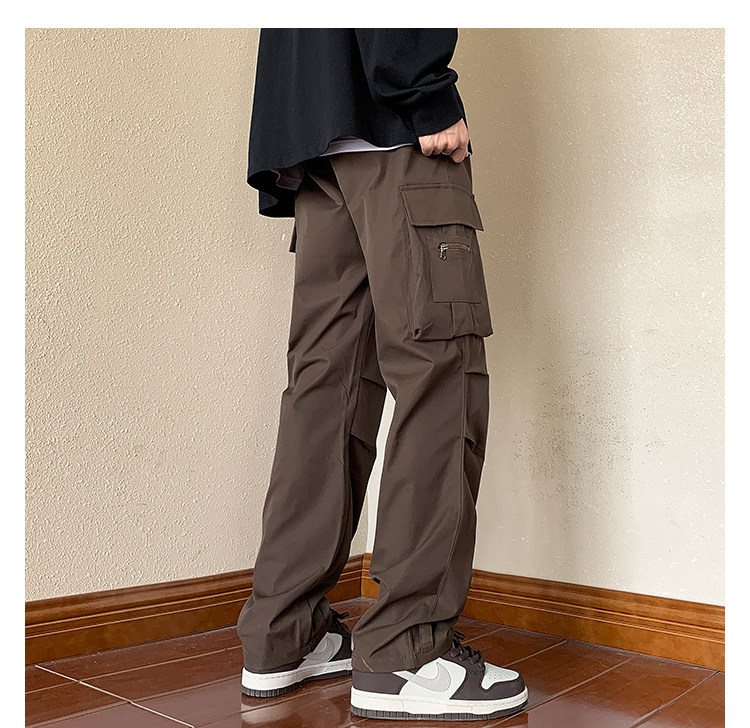 美式hiphop裤子ins高街潮流工装裤男春秋款宽松直筒机能冲锋裤子-阿里巴巴