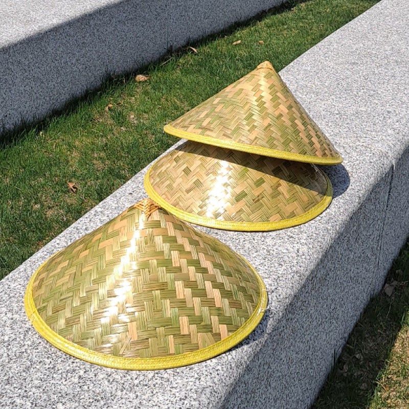 [USD 15.13] Bamboo Woven Handmade Green Skin Bucket Cover Sun Shield ...
